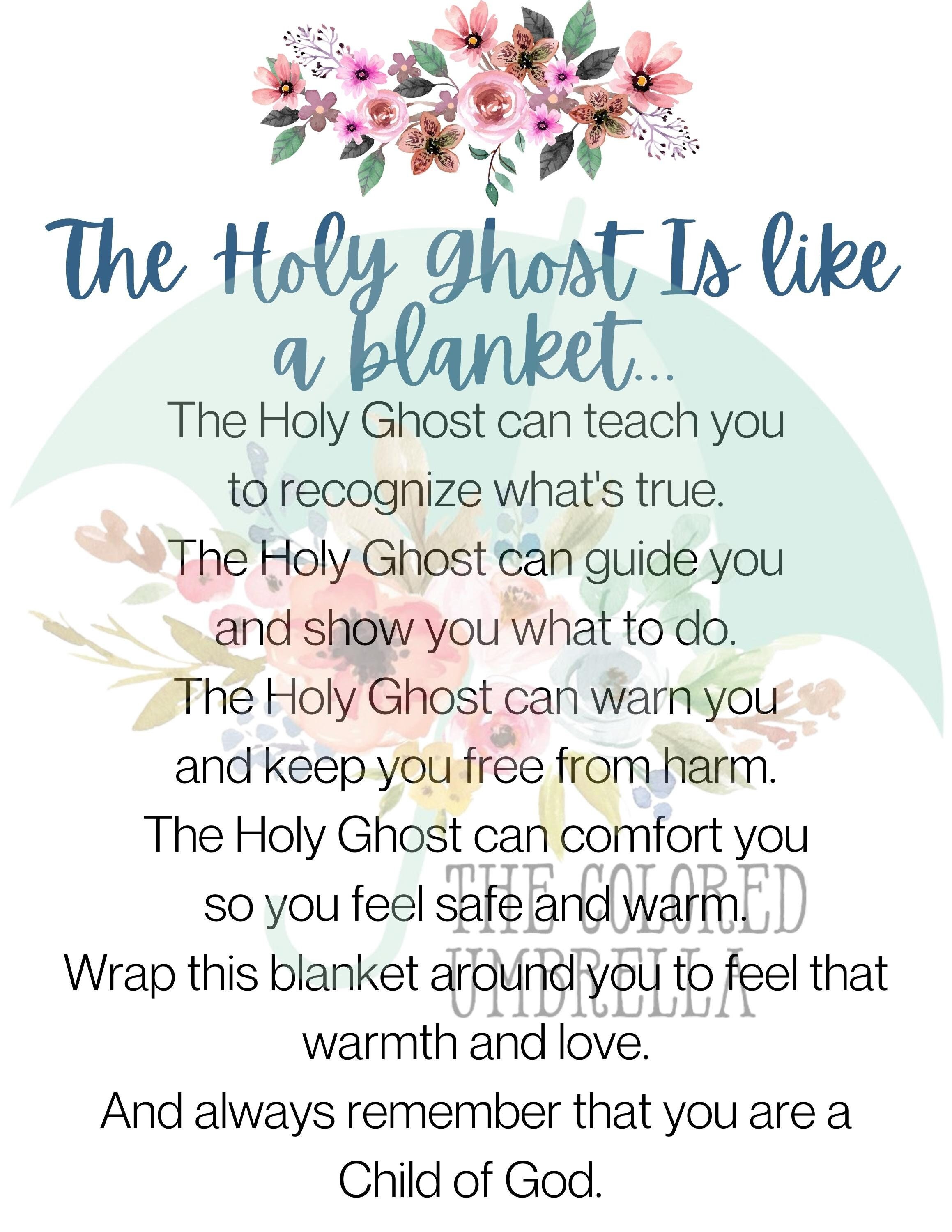 The Holy Ghost is Like a Blanket Poem Card Digital Download LDS Baptism ...