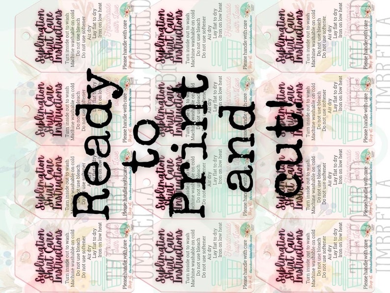 Sublimation Shirt Care Card Digital Download Ready to Print, Cute ...