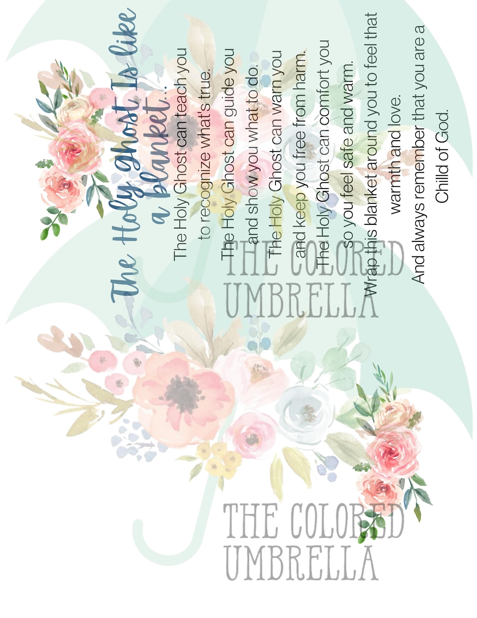 The Holy Ghost is Like a Blanket Poem Card Digital Download LDS Baptism ...