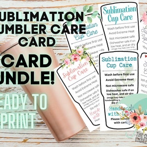 BUNDLE! Sublimation Tumbler Care Card Digital Download Ready to Print ...