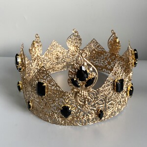 King Crown for Man, Black Gothic Crown Male, Medieval Crown for Men ...
