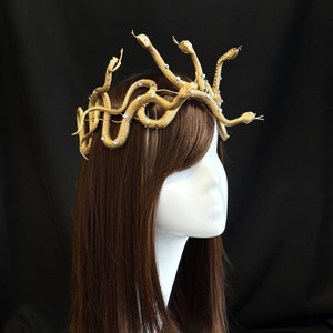 Green Gold Medusa Headpiece, Serpent Crown, Medusa Crown, Snake Crown ...
