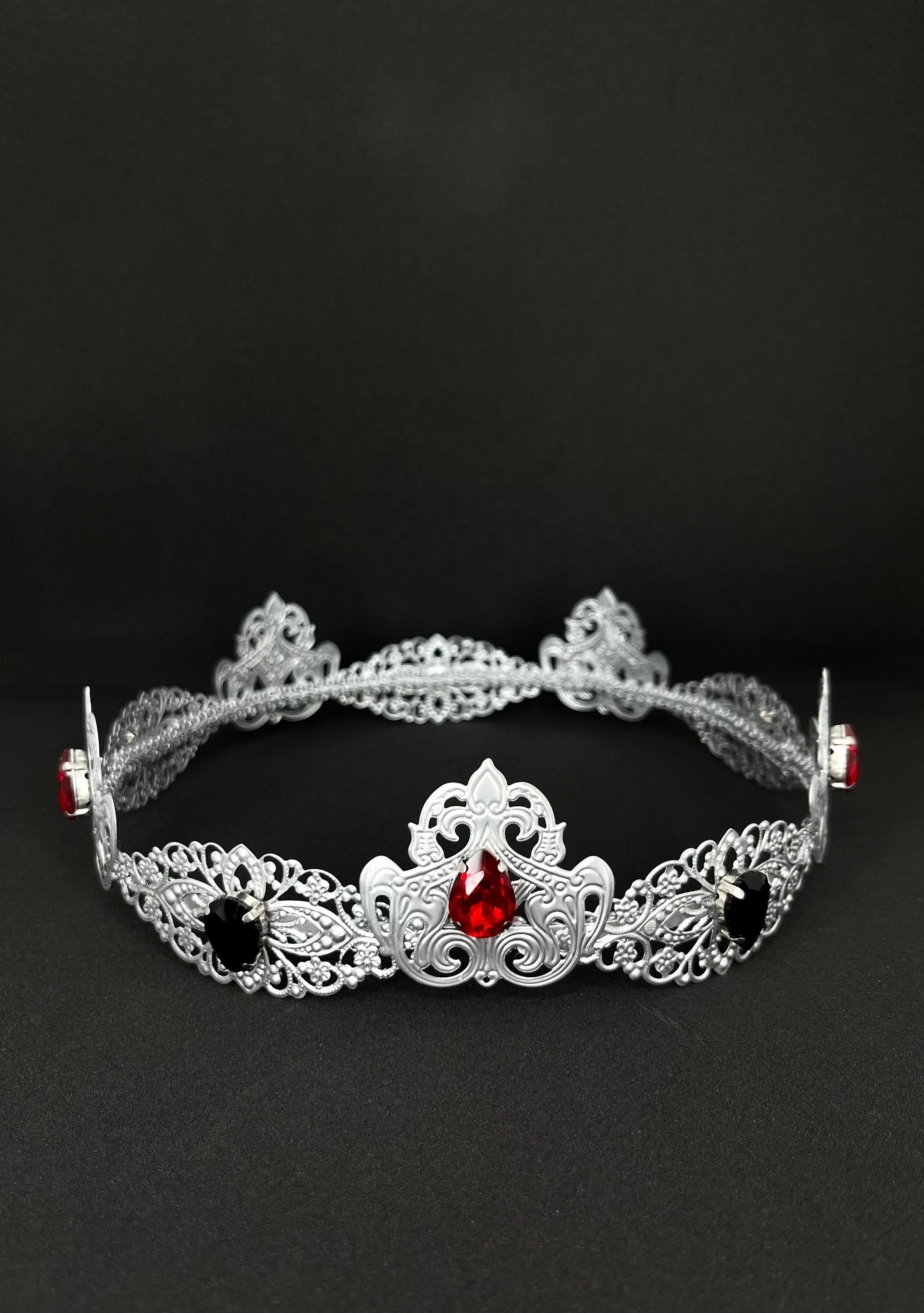 King Crown for Men Red Black Crown Silver Crown Medieval - Etsy