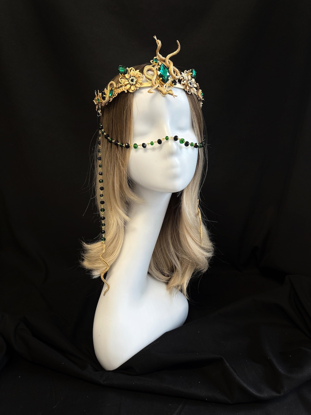 Medusa Crown With Face Chain, Serpent Crown, Medusa Headpiece, Medusa ...