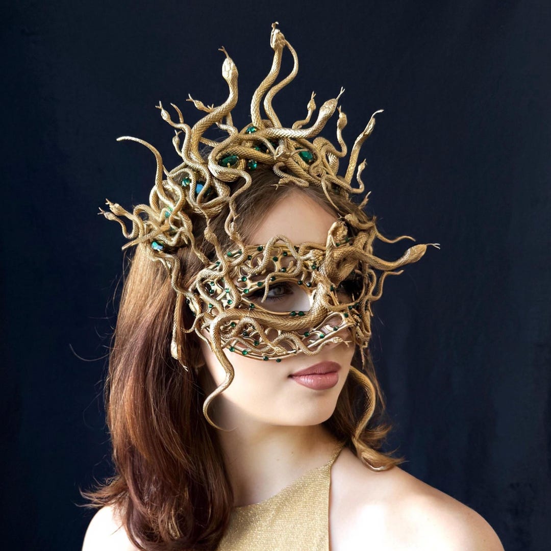 Medusa Snake Headpiece and Mask — Halloween Medusa Gorgon Crown ...