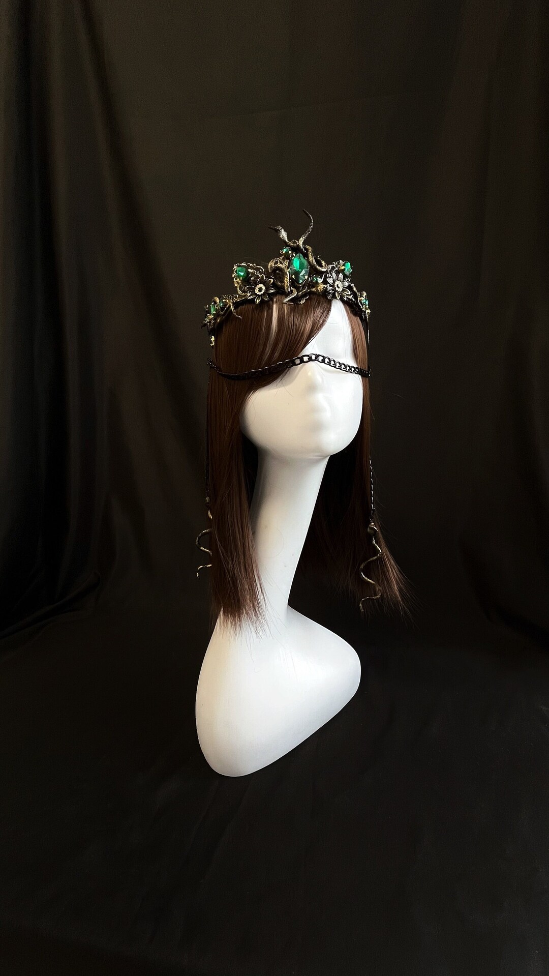 Medusa Headpiece With Face Chain Snake Tiara Medusa Head Piece Festival ...