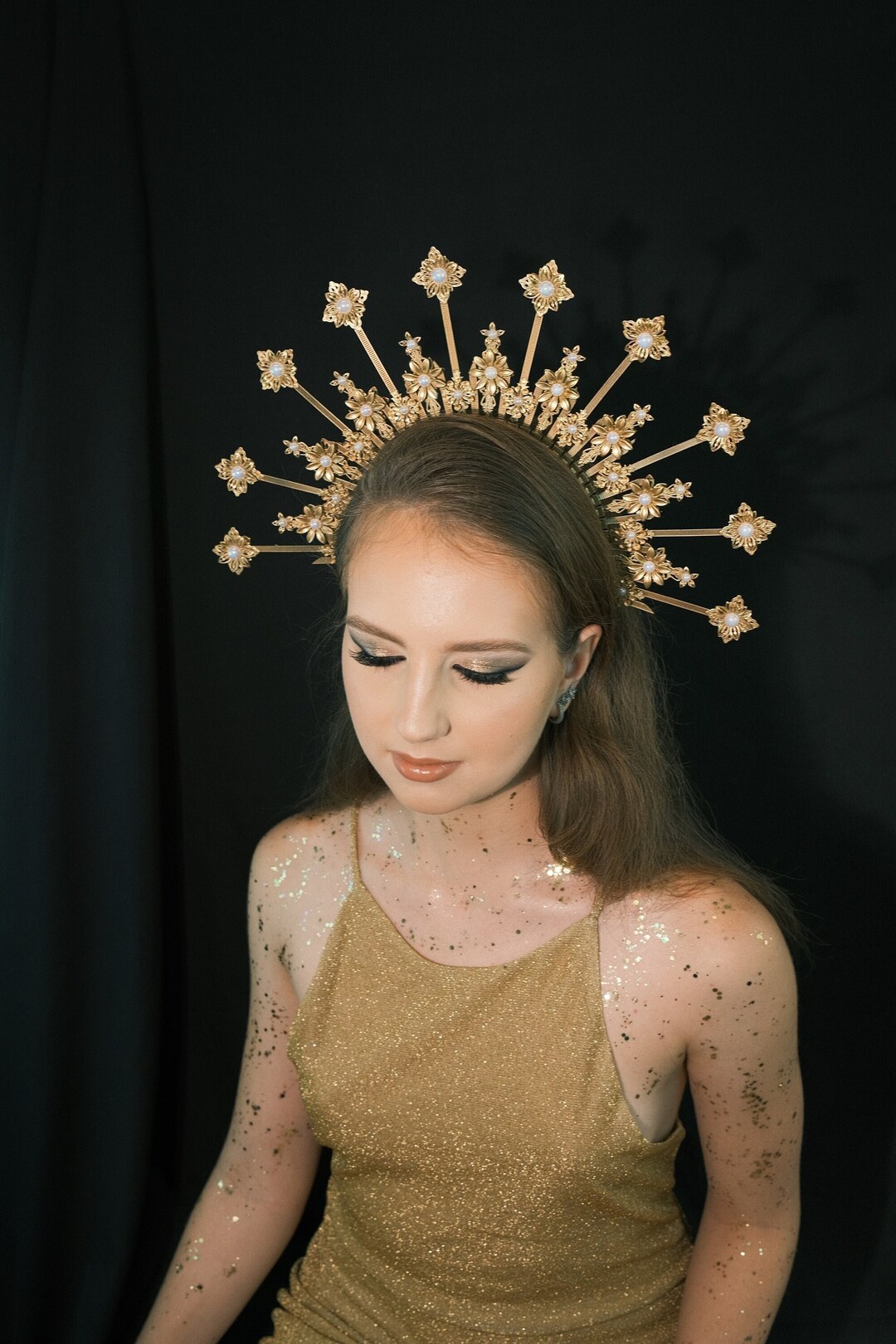 Goddess Crown, Sun Halo Crown, Gold Halo Crown, Sun Crown Headpiece ...