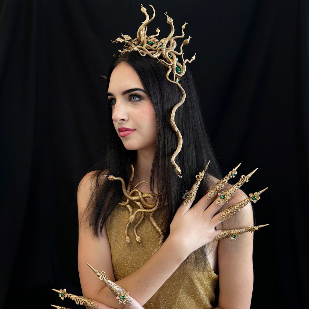 Handmade Medusa Gorgon Snake Crown Headpiece, Gold Party Accessory - Etsy