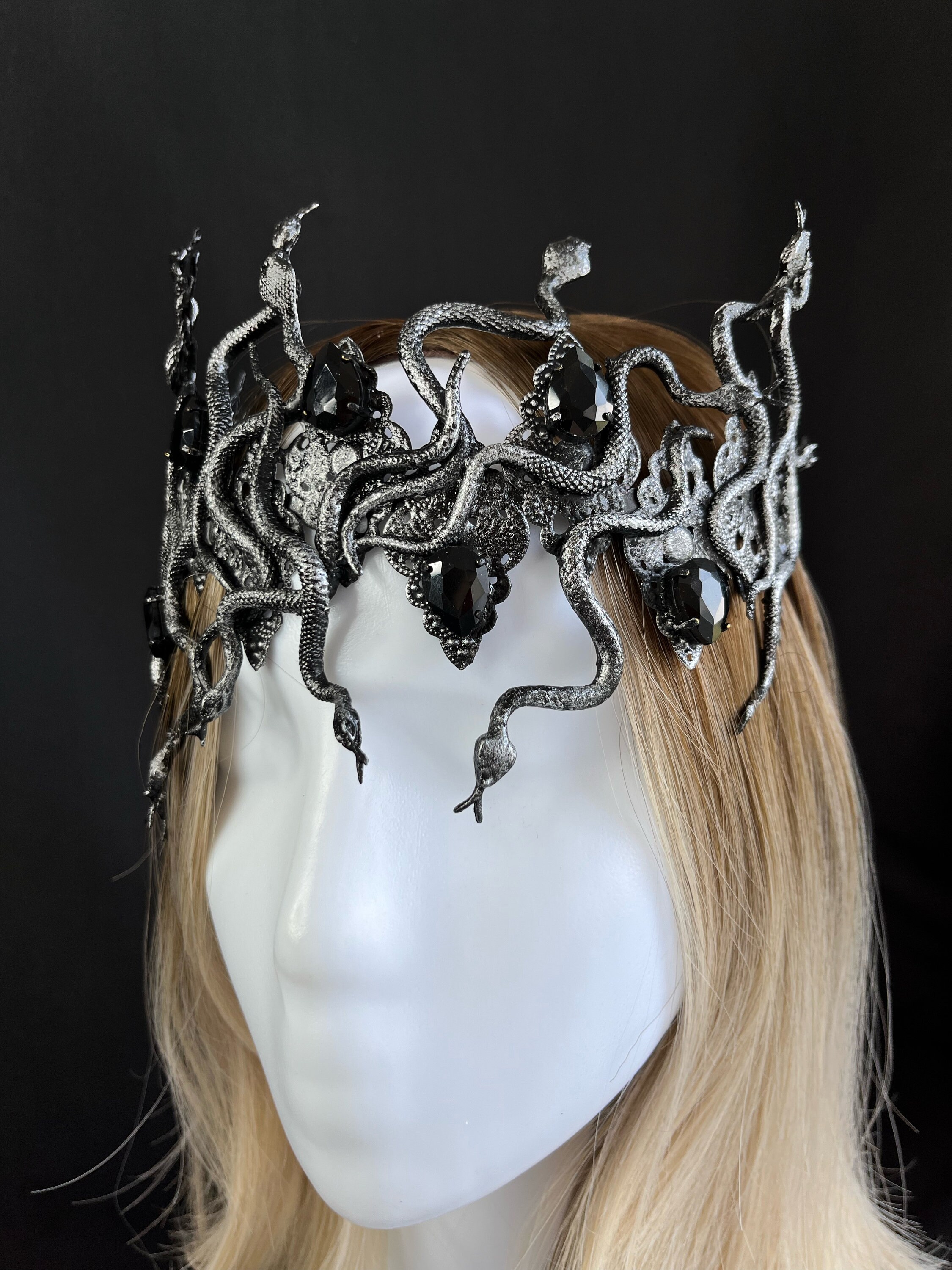 Medusa Headpiece Gothic Crown Black Medusa Gorgon Crown - Etsy