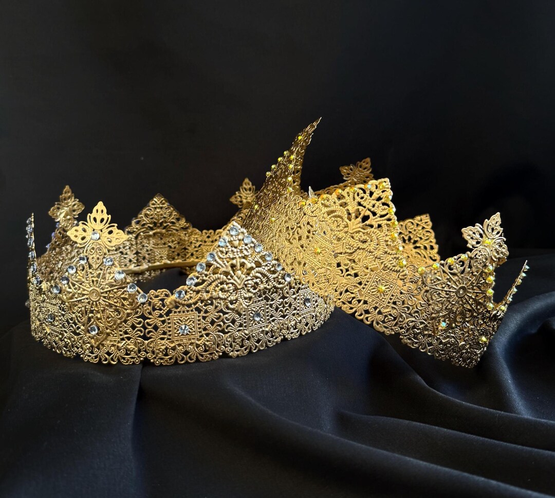 Couples orthodox wedding crowns metal, Wedding crown set for couple ...