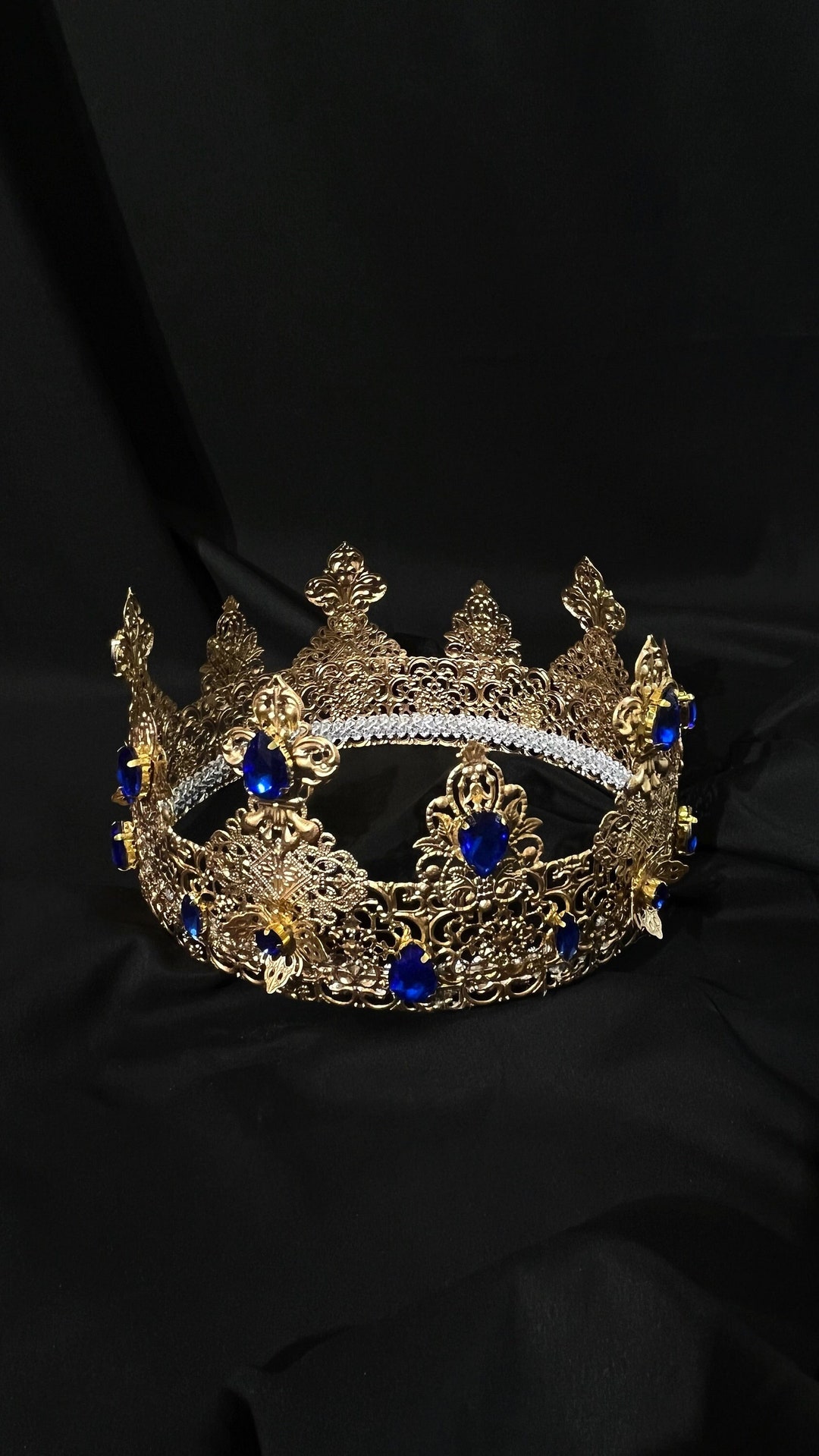 Men's King Crown, Royal Blue Crown for Man, Male Crown, Medieval Crown ...