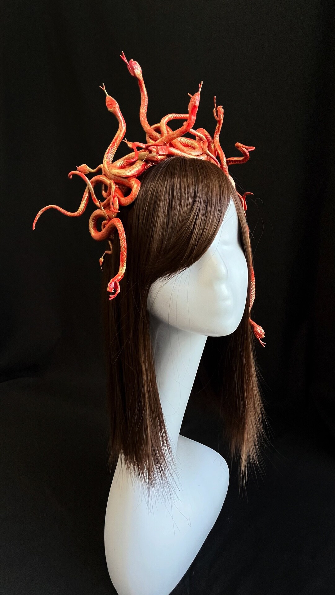 Medusa Headpiece Red, Demon Crown, Snakes Hell Crown, Medusa Gorgon ...