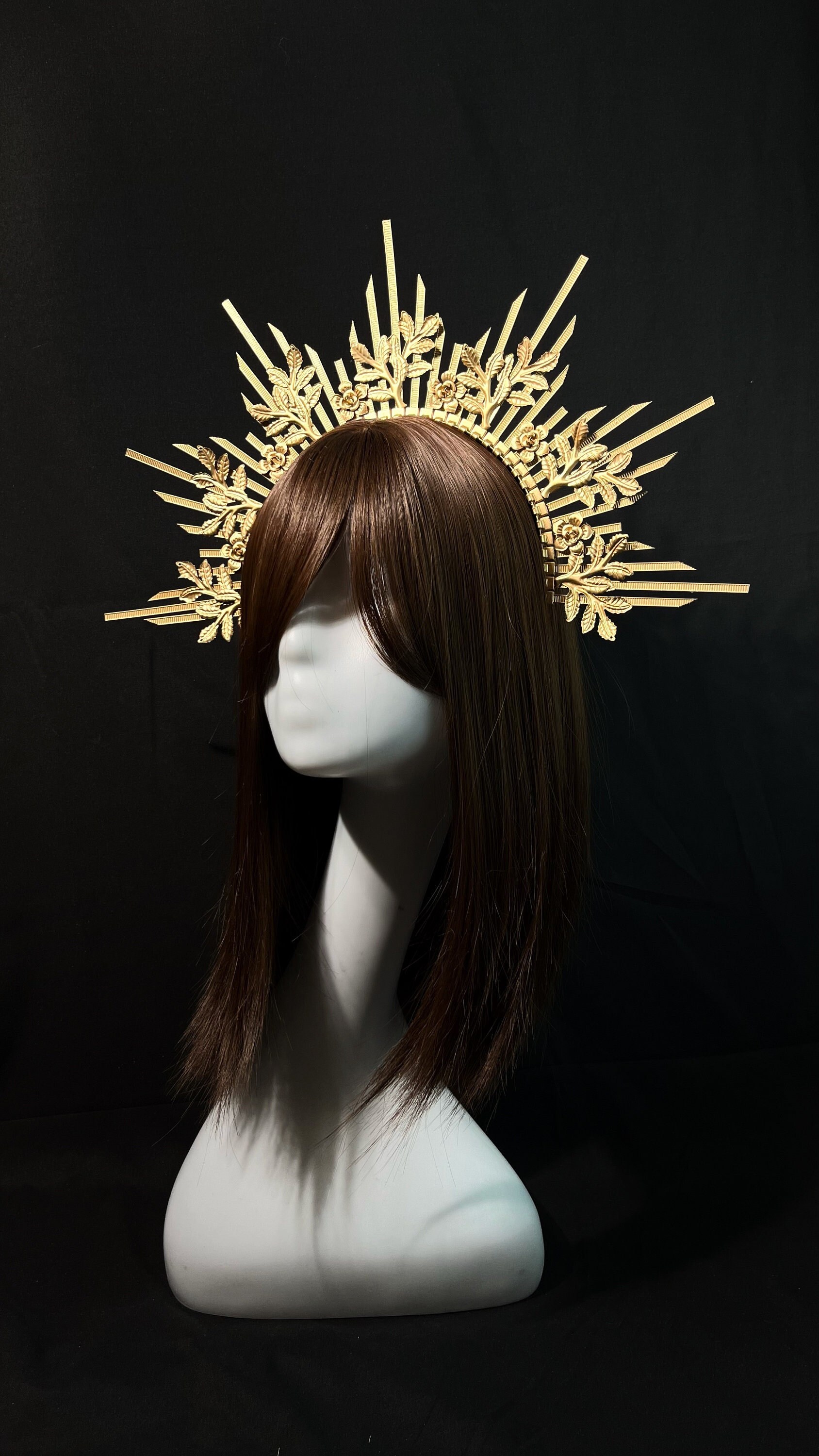 Sun Goddess Crown, Gold Halo Crown, Sun Crown Headpiece, Sun Halo ...