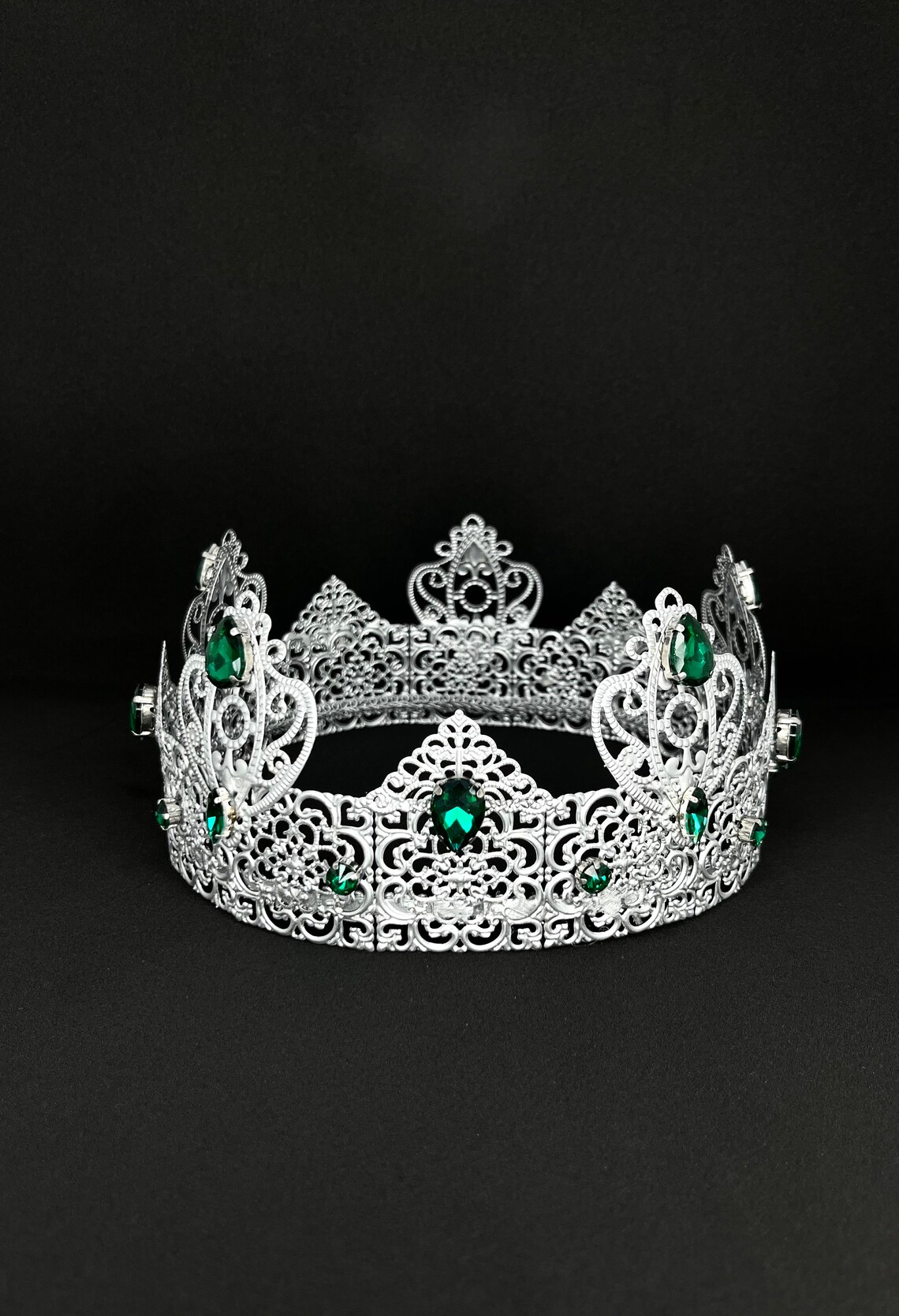 King Crown for Men Emerald Green Crown Medieval Crown - Etsy