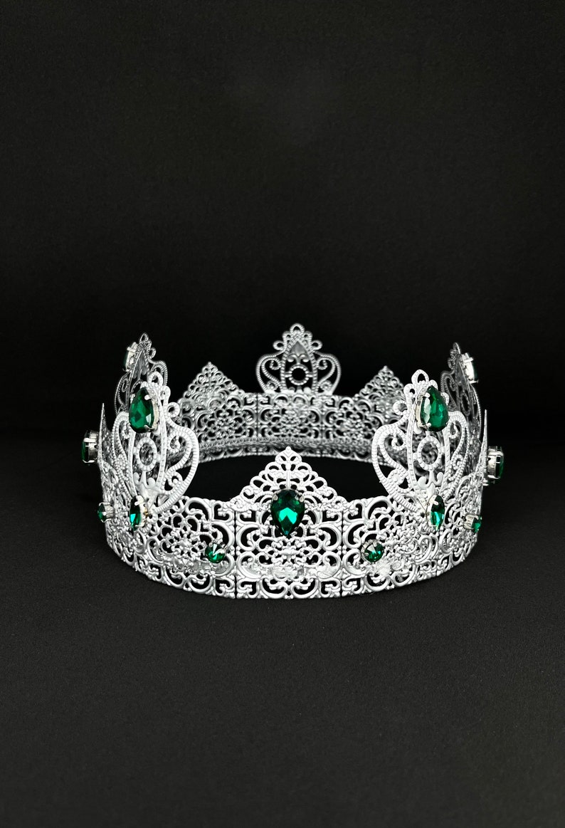 King Crown for Men Emerald Green Crown Medieval Crown - Etsy