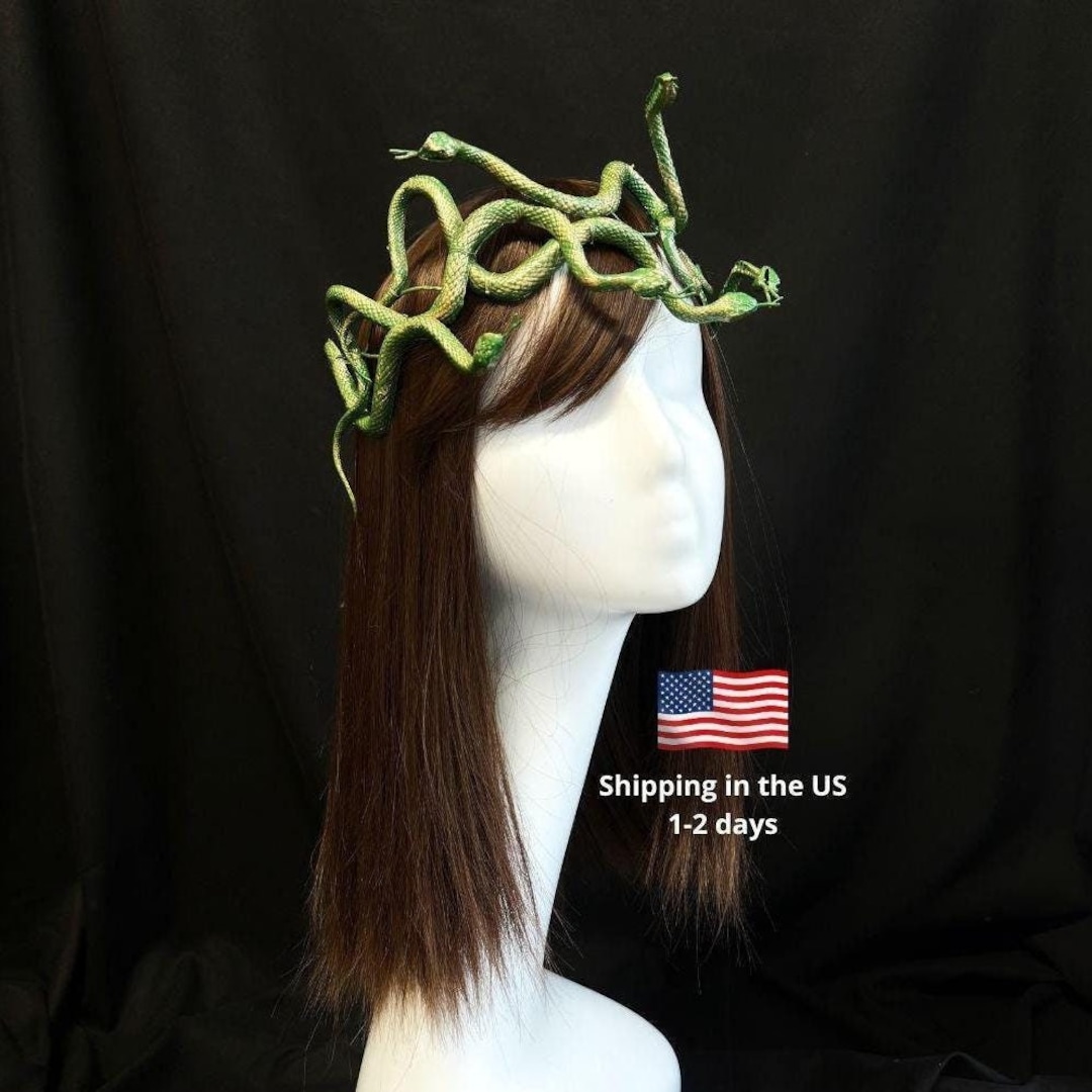 Green Gold Medusa Headpiece, Serpent Crown, Medusa Crown, Snake Crown ...