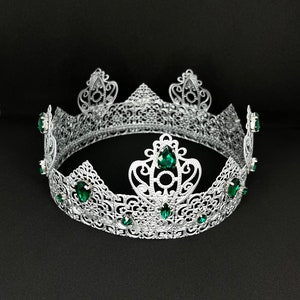 King Crown for Men Emerald Green Crown Medieval Crown - Etsy