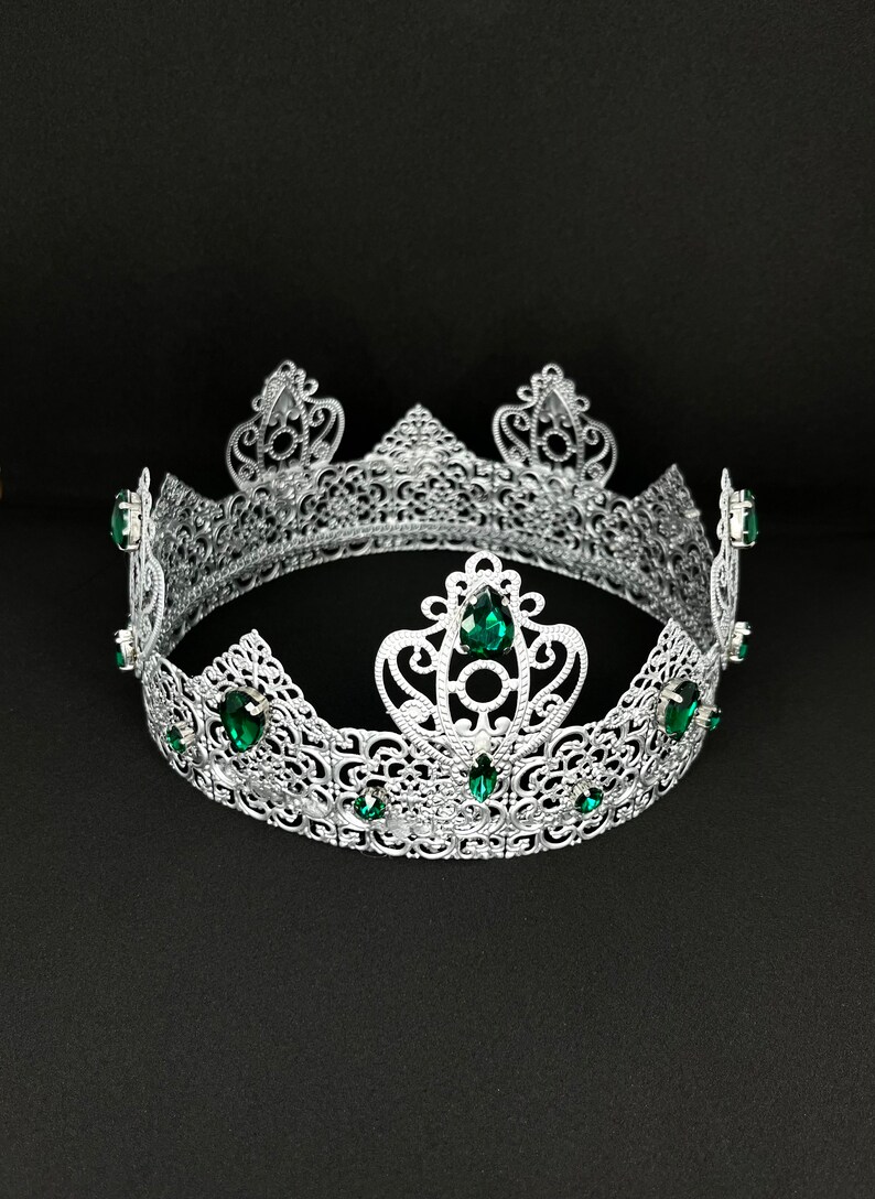 King Crown for Men Emerald Green Crown Medieval Crown - Etsy