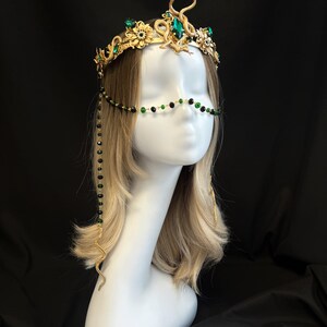 Cleopatra Crown Gold, Medusa Crown With Green Black Stones, Medusa ...