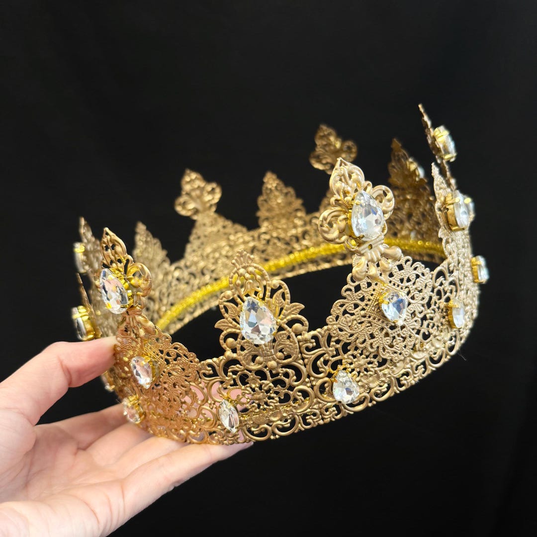 King Crown Gold for Men, Festival Crown Male, Medieval Crown for Men ...