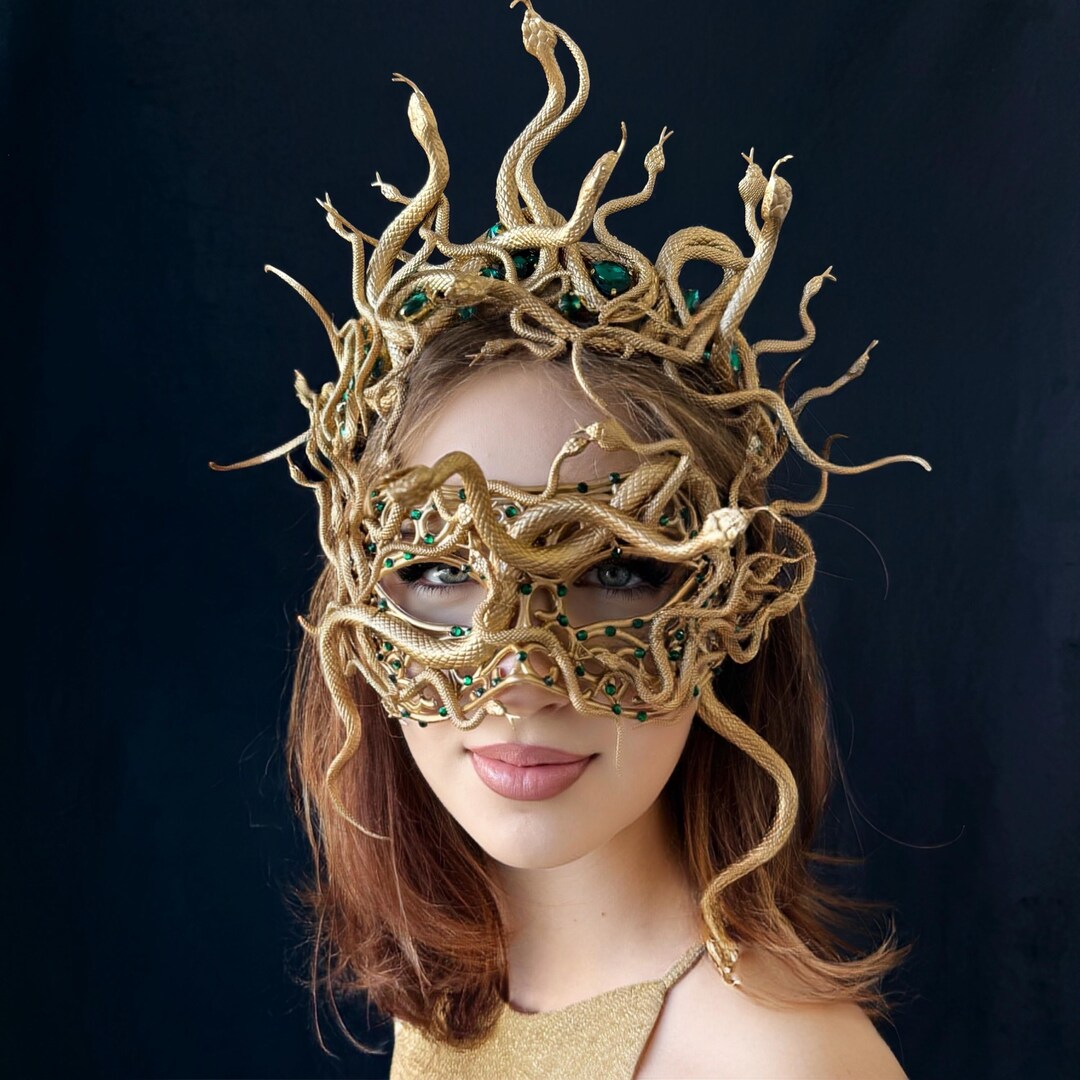 Medusa Snake Mask or Crown Gold, Medusa Masquerade Mask, Medusa ...