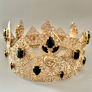 King Crown for Man, Black Gothic Crown Male, Medieval Crown for Men ...