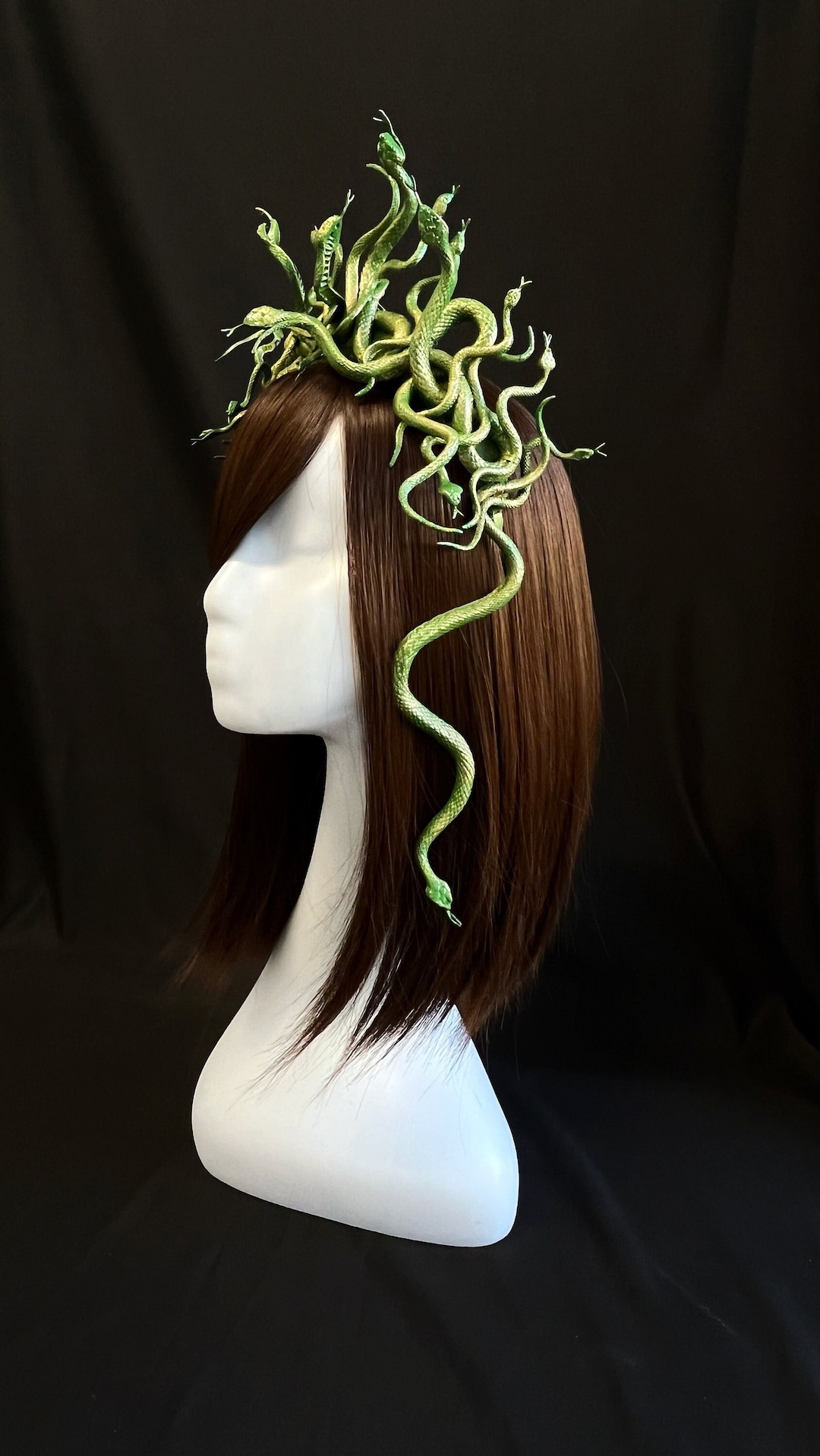 Medusa Headpiece Green Gold, Snake Crown, Medusa Headdress, Serpent ...