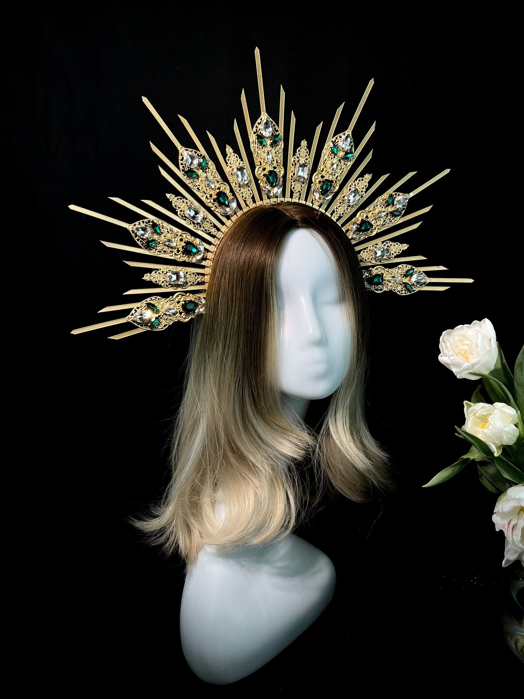 Goddess crown, halo crown, sun headband, sun crown, celestial crown ...