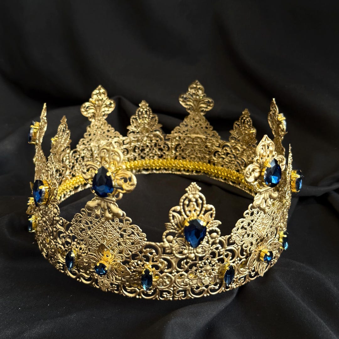 King Crown for Men, Prom Crown, Festival Navy Blue Crown, Medieval ...