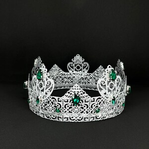 King Crown for Men Emerald Green Crown Medieval Crown - Etsy