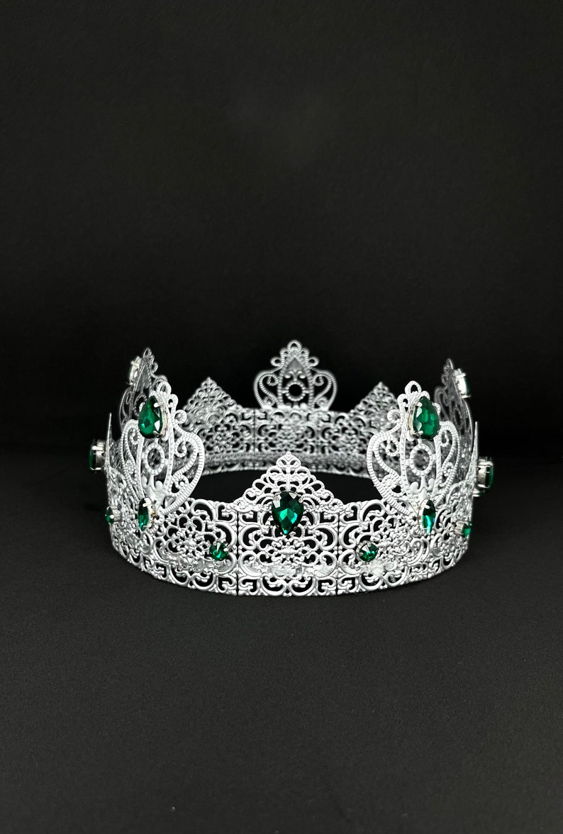 King Crown for Men Emerald Green Crown Medieval Crown - Etsy