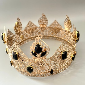 King Crown for Man, Black Gothic Crown Male, Medieval Crown for Men ...