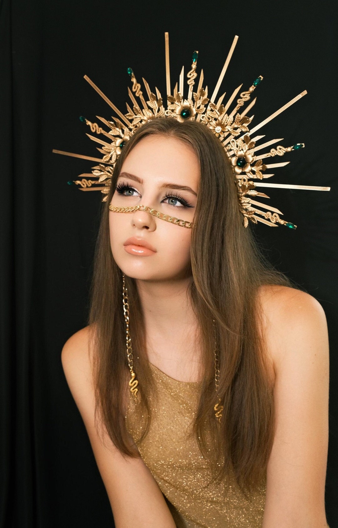 Medusa Halo Crown With Face Chain, Snake Crown, Snake Headpiece, Medusa ...