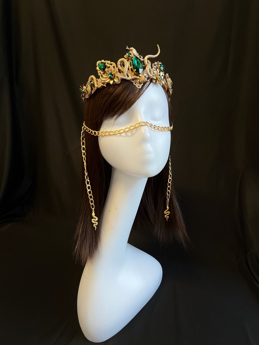 Medusa Headpiece With Face Chain Serpent Crown Medusa Head Piece Snake ...