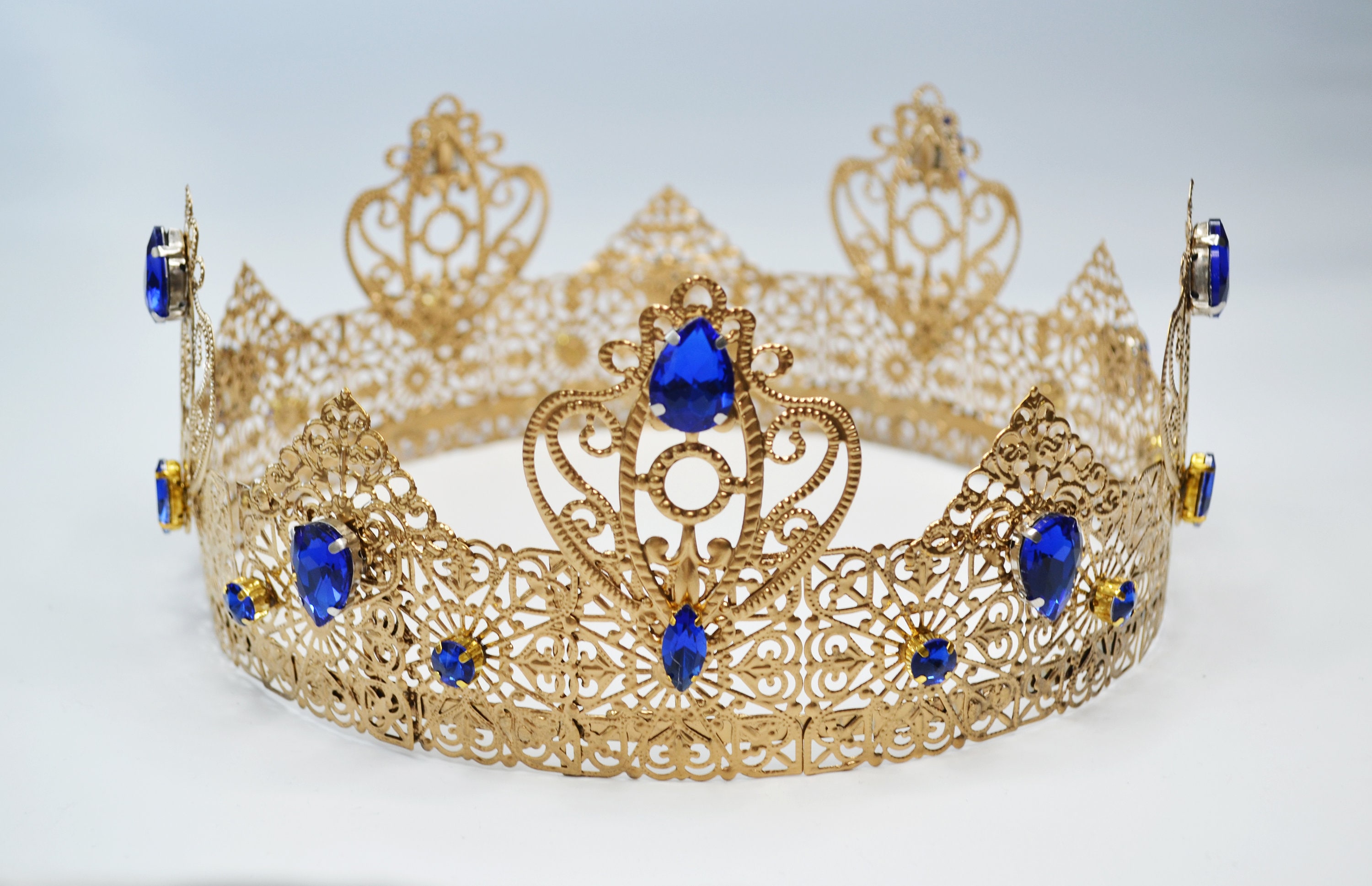 Mens Crown King Crown for Men Royal Blue Crown Medieval - Etsy