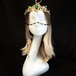 Cleopatra Crown Gold, Medusa Crown With Green Black Stones, Medusa ...