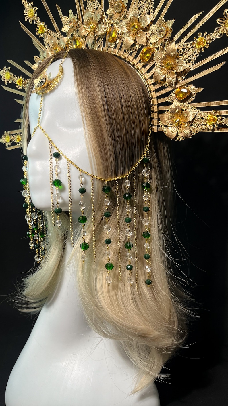 Sun Goddess Crown With Face Chain Jewelry Celestial Crown - Etsy UK