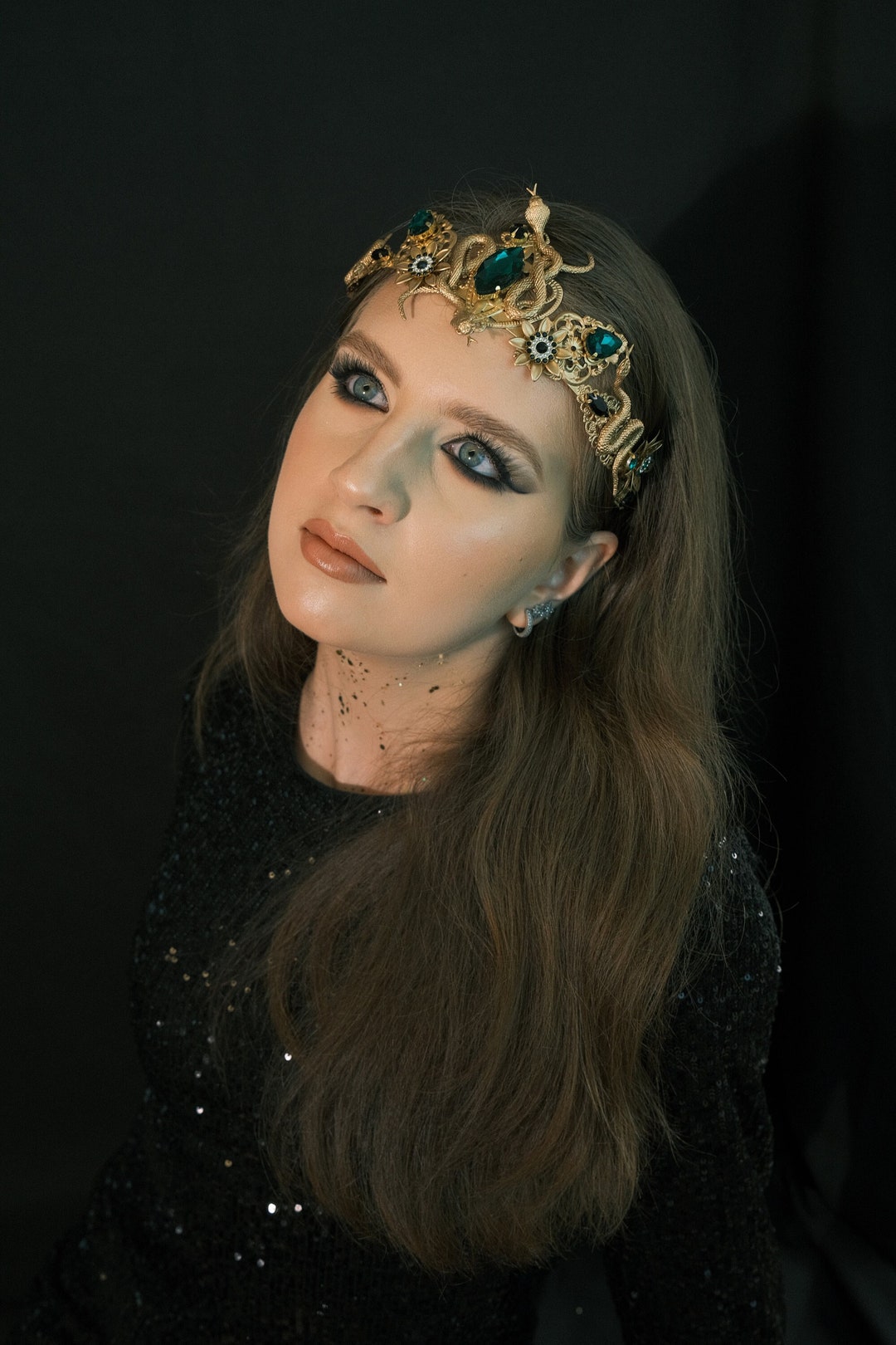 Cleopatra Crown, Medusa Crown With Green Stones, Medusa Headpiece ...