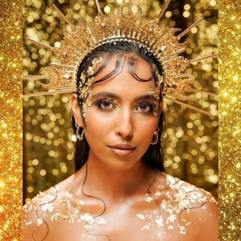 Sun Goddess Crown Halo Gold Halo Crown Sun Crown Headpiece - Etsy