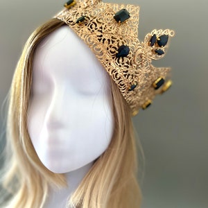 King Crown for Man, Black Gothic Crown Male, Medieval Crown for Men ...