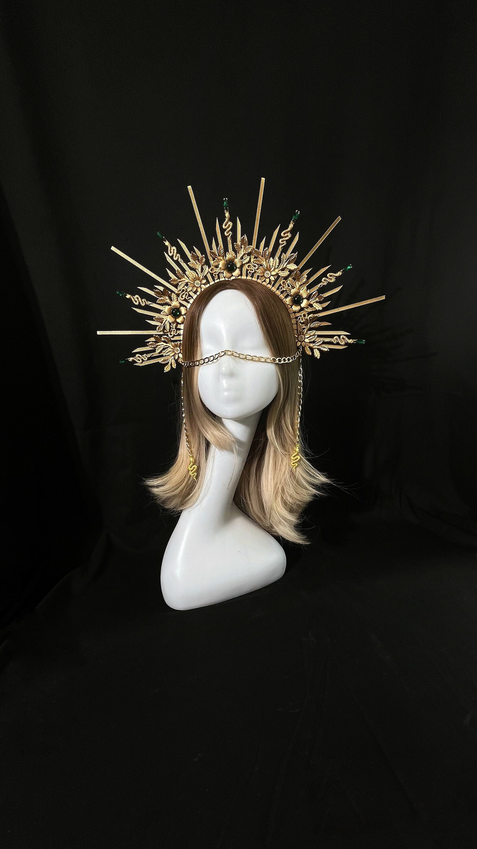 Medusa Halo Crown With Face Chain, Snake Crown, Snake Headpiece, Medusa ...