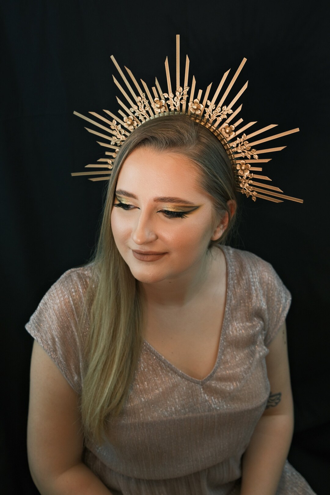 Sun Goddess Crown Halo, Sun Halo Crown, Gold Halo Crown, Sun Crown ...
