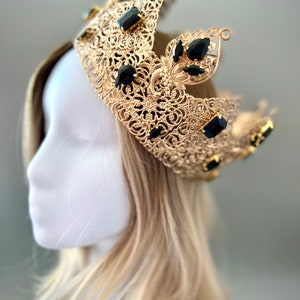 King Crown for Man, Black Gothic Crown Male, Medieval Crown for Men ...