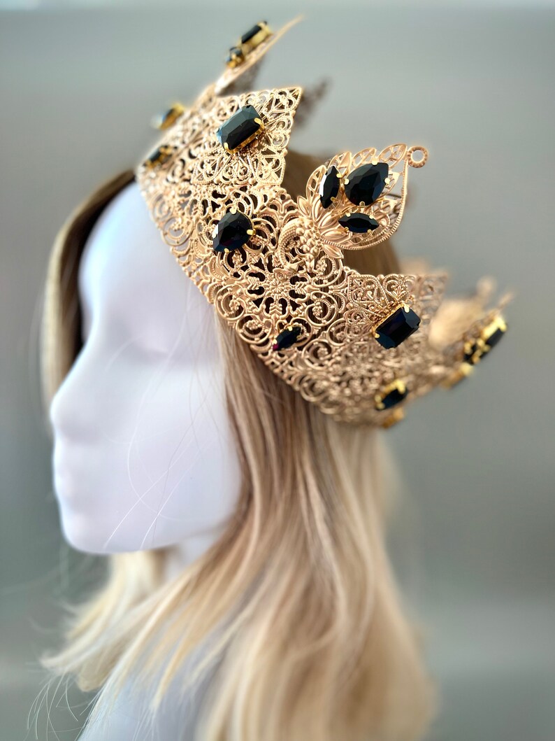 King Crown for Man Black Gothic Crown Male Medieval Crown | Etsy