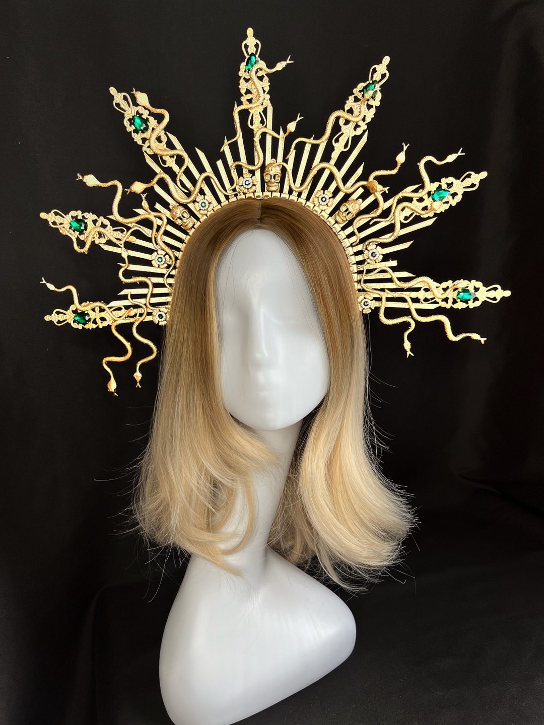 Medusa Gorgon Crown Gold, Gothic Snake Crown, Medusa Headpiece, Goddess ...