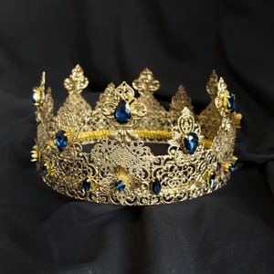 King Crown for Men, Prom Crown, Festival Navy Blue Crown, Medieval ...
