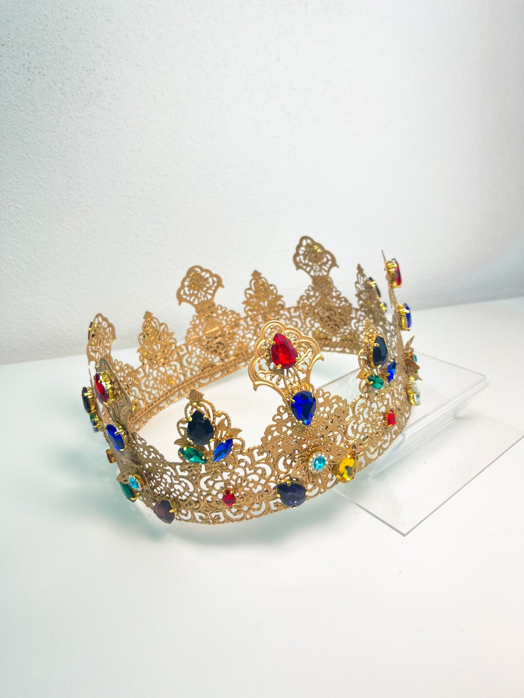 King Crown for Men, Colorful Crown, Bollywood Crown, Birthday Crown ...