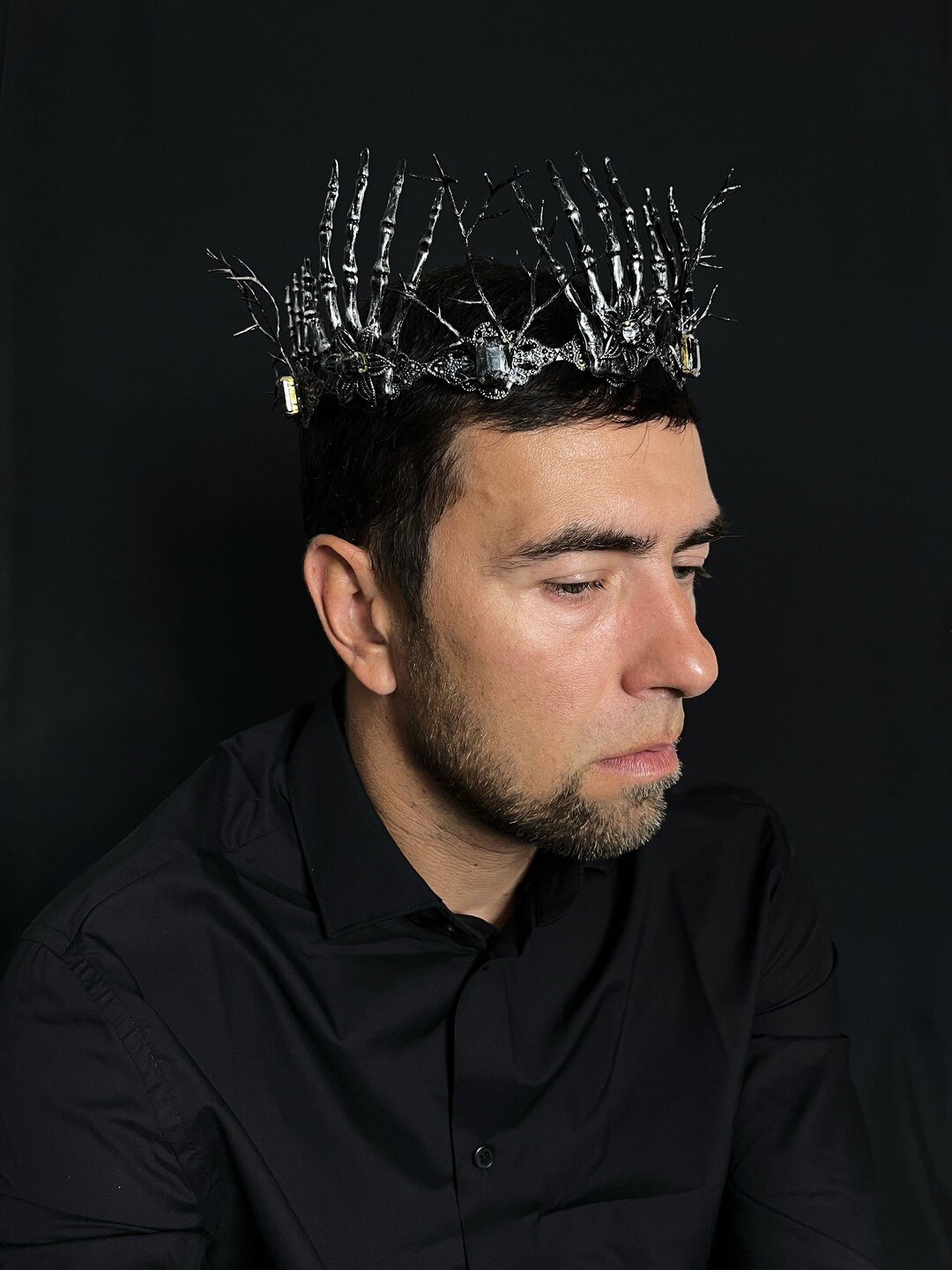 Black Gothic Skeleton Crown: Dark King Headpiece - Etsy