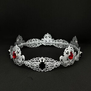 King Crown for Men, Red Black Crown, Silver Crown, Medieval Crown ...