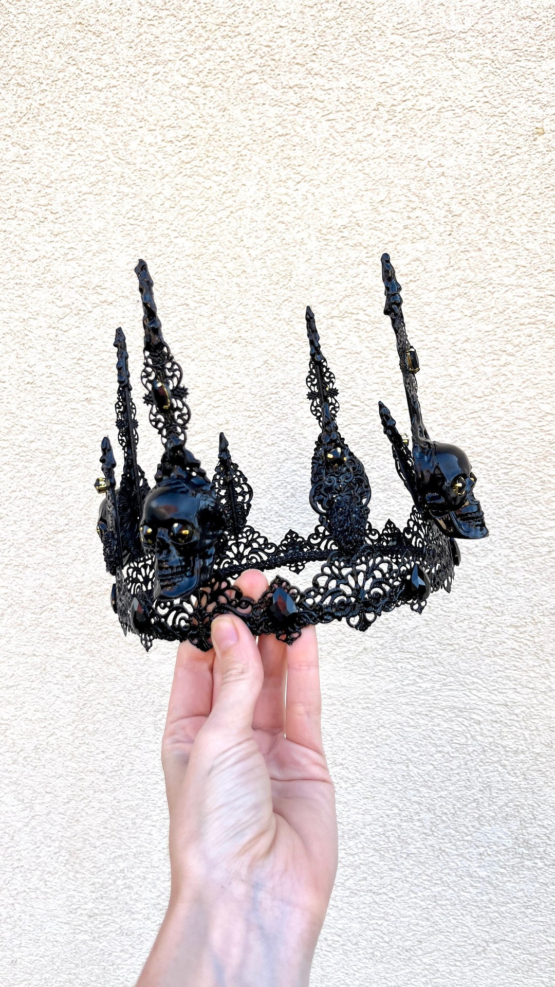 Dark Demon King Crown, Skull Crown Male, Gothic Headpiece Death ...